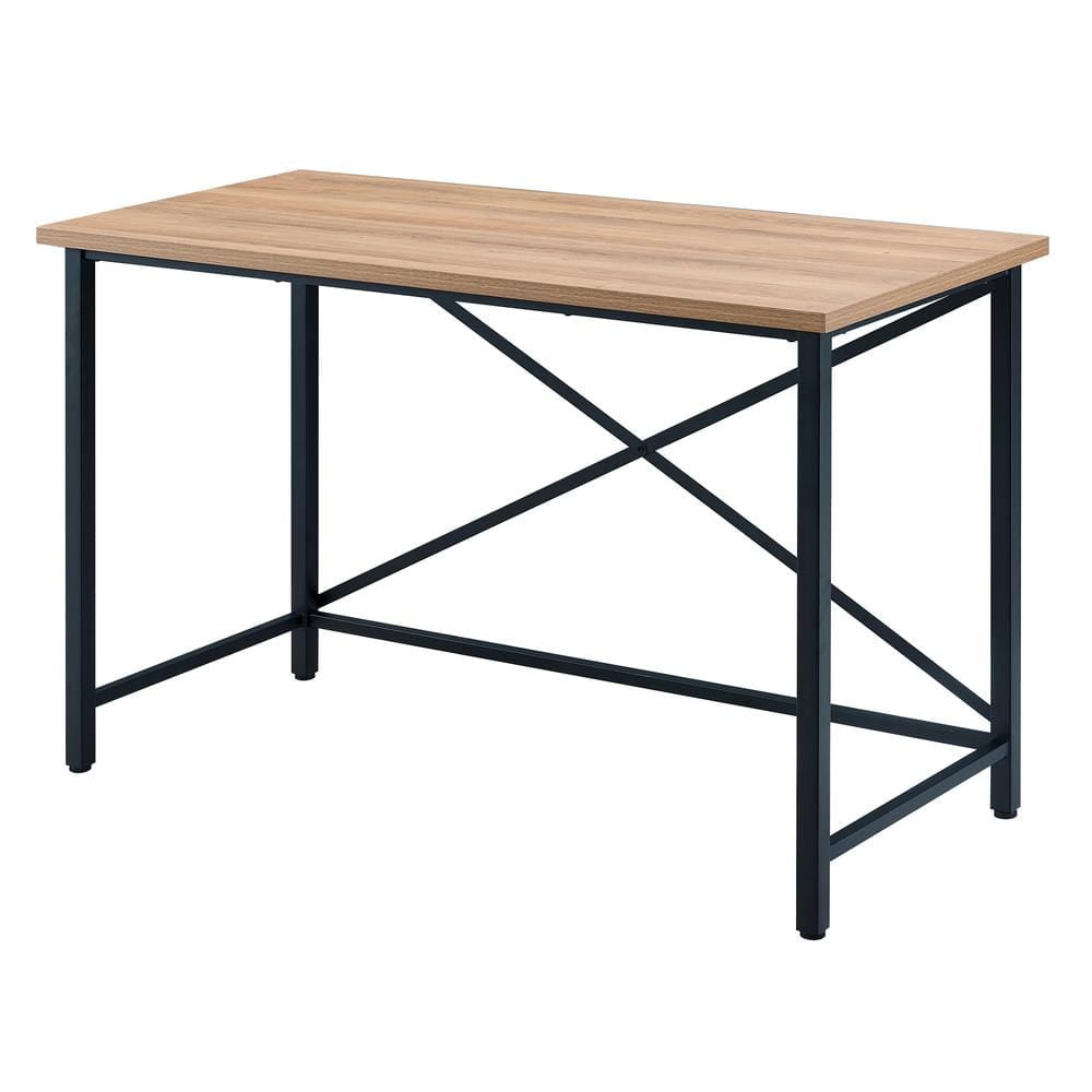 Martina 47.5 in. Rectangle Black and Golden Oak Writing Desk - Walmart.com