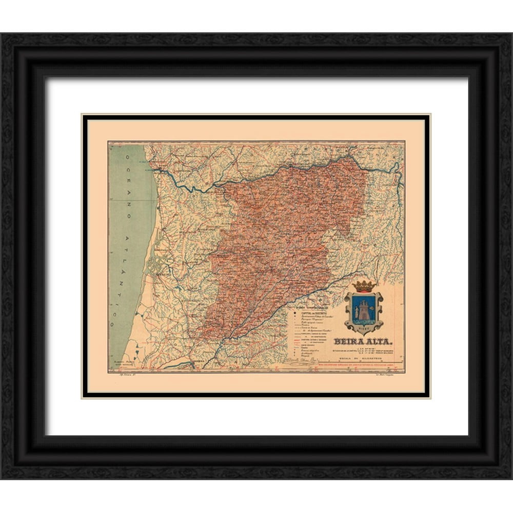 Martine 14x12 Black Ornate Wood Framed with Double Matting Museum Art ...