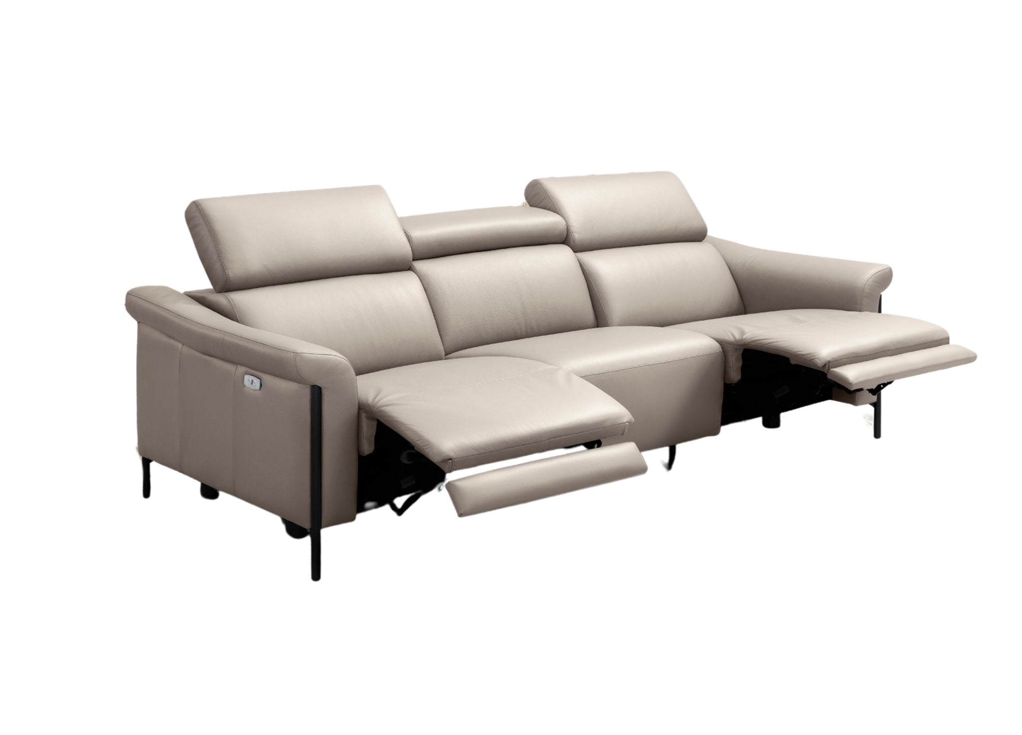 Martine Sofa, Middle Part Upholestered in Light Gray Genuine Leather ...