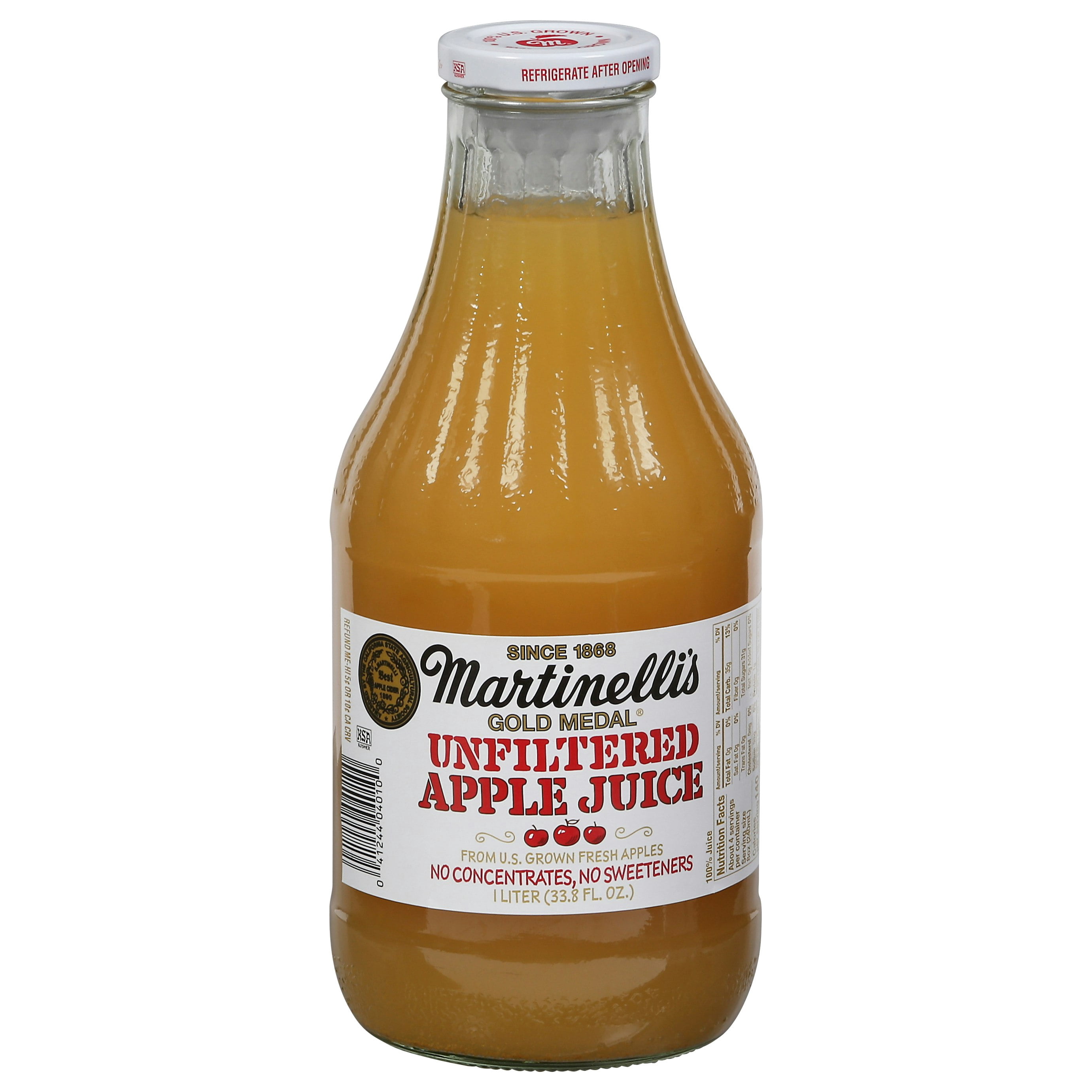 Martinelli Apple Juice Unfiltered 33.8 fl oz (Pack Of 6) - Walmart.com