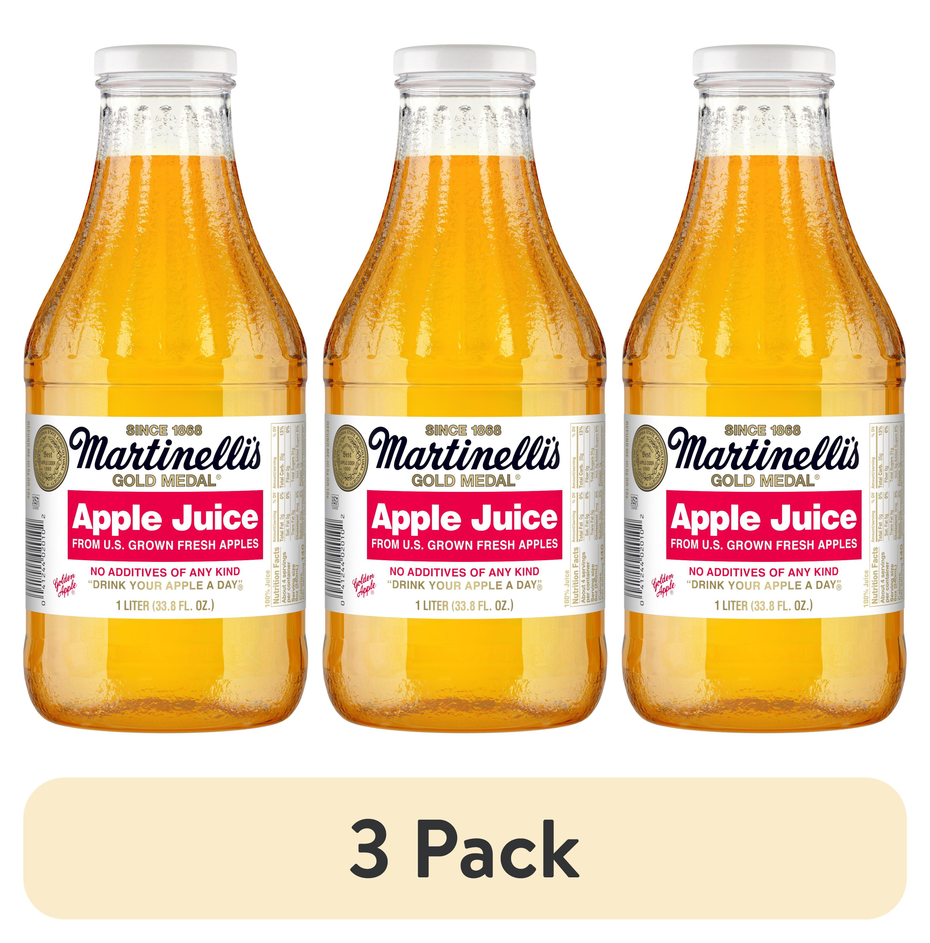 (3 pack) Martinelli's Gold Medal 100% Apple Juice, Multi-Serve Glass ...