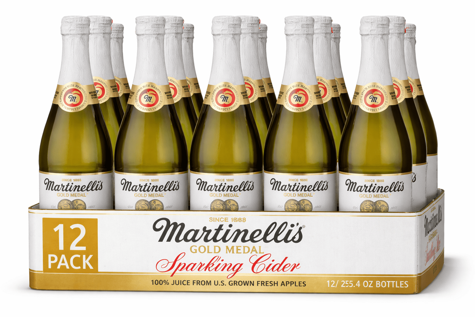 Martinelli's Gold Medal Sparkling Apple Cider, 25.4 fl oz Glass Bottles ...