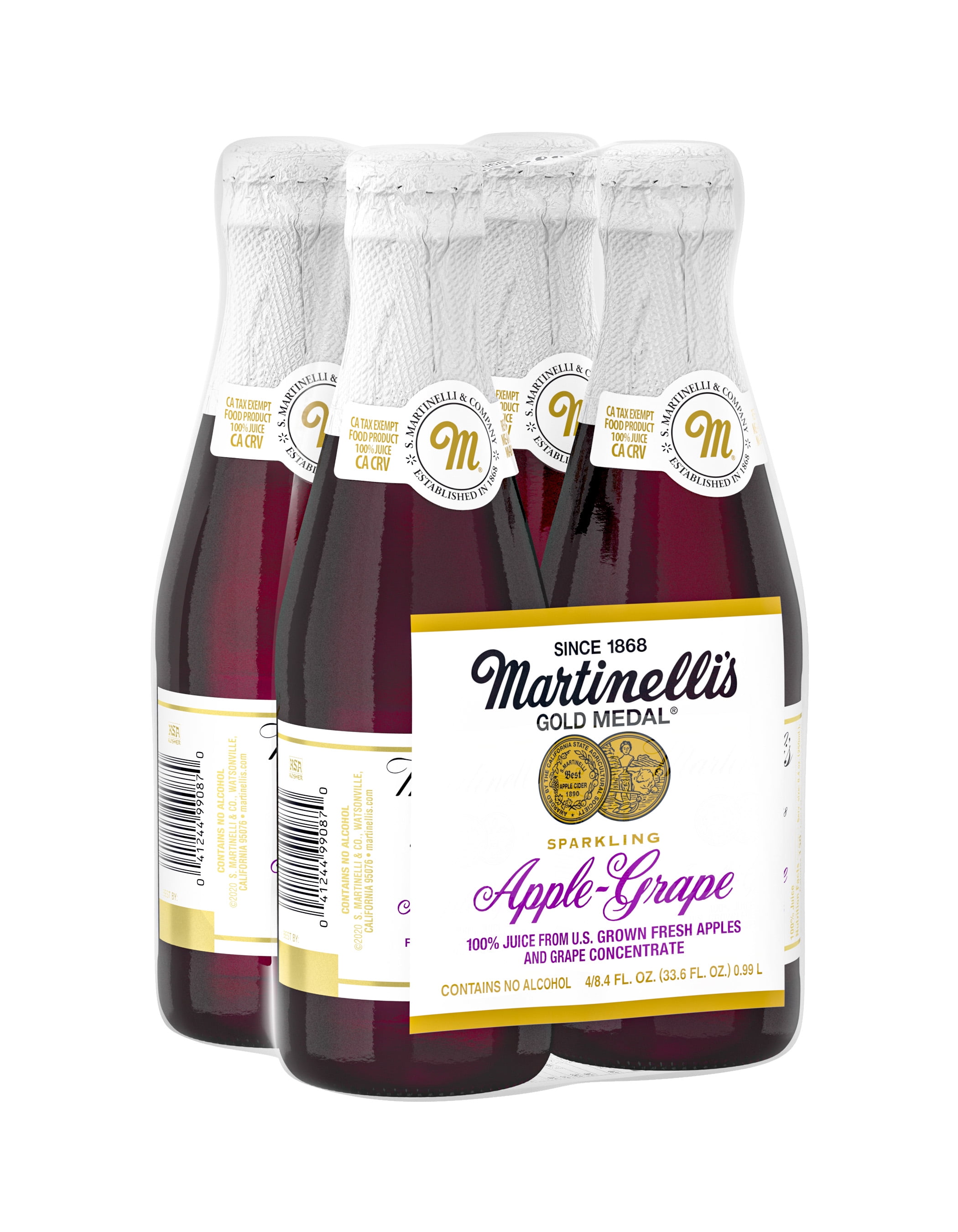 Martinelli's Gold Medal Sparkling Apple Grape, 8.4 oz, 4 Ct - Walmart.com