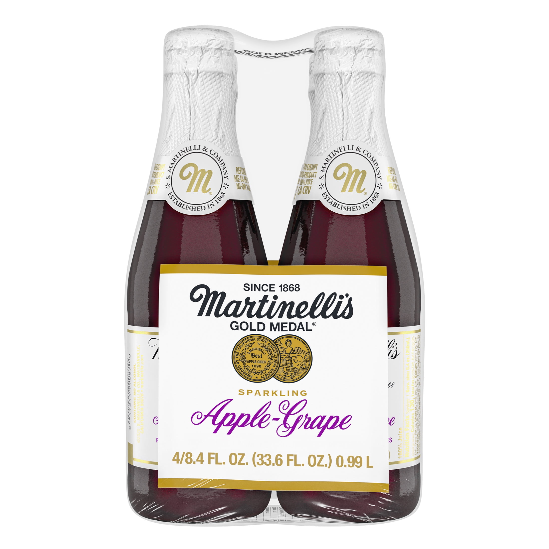 Martinelli's Gold Medal Sparkling Apple Grape, 8.4 oz, 4 Ct - Walmart.com