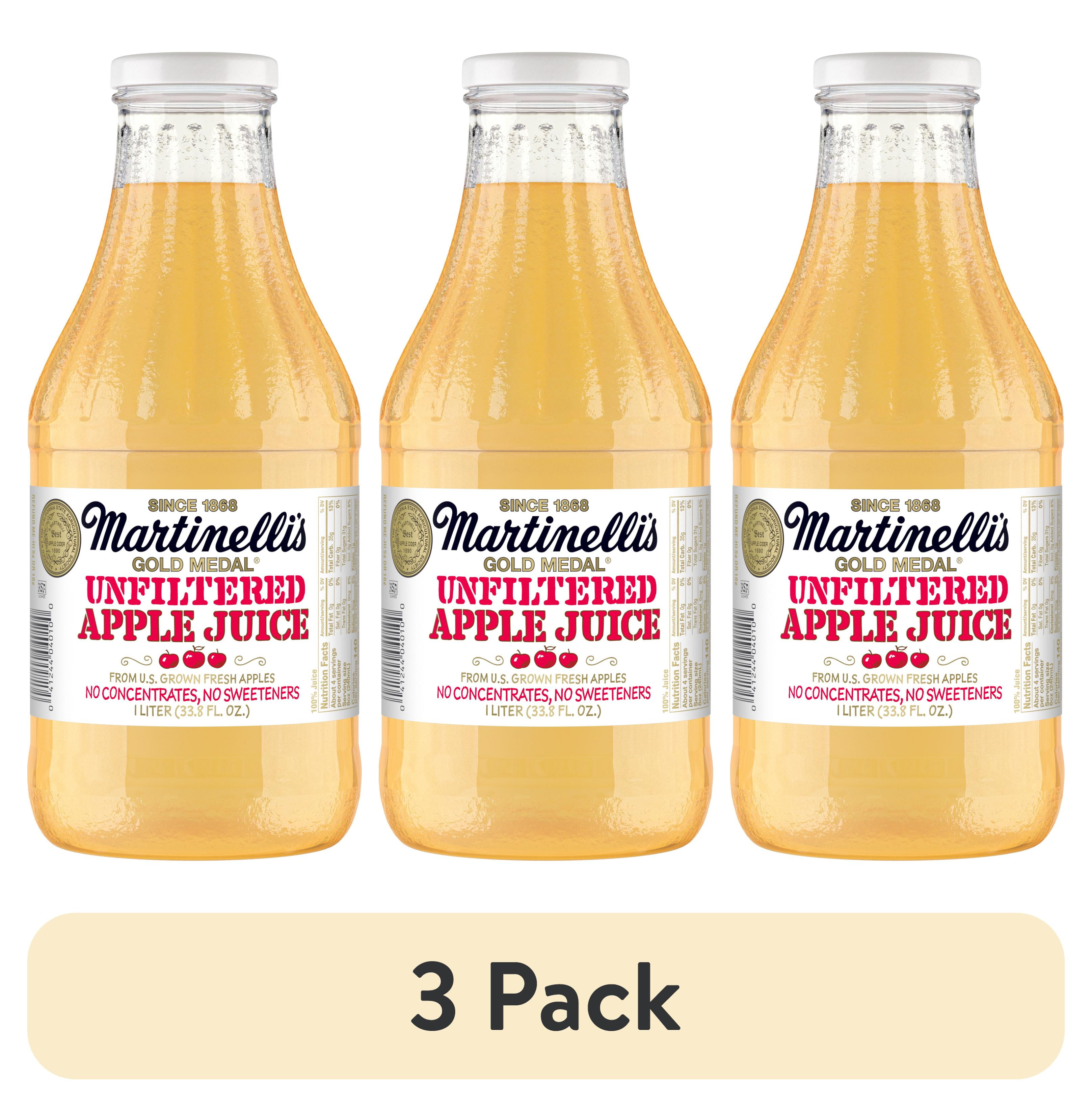 (3 pack) Martinelli's Gold Medal Unfiltered 100% Apple Juice, Multi ...