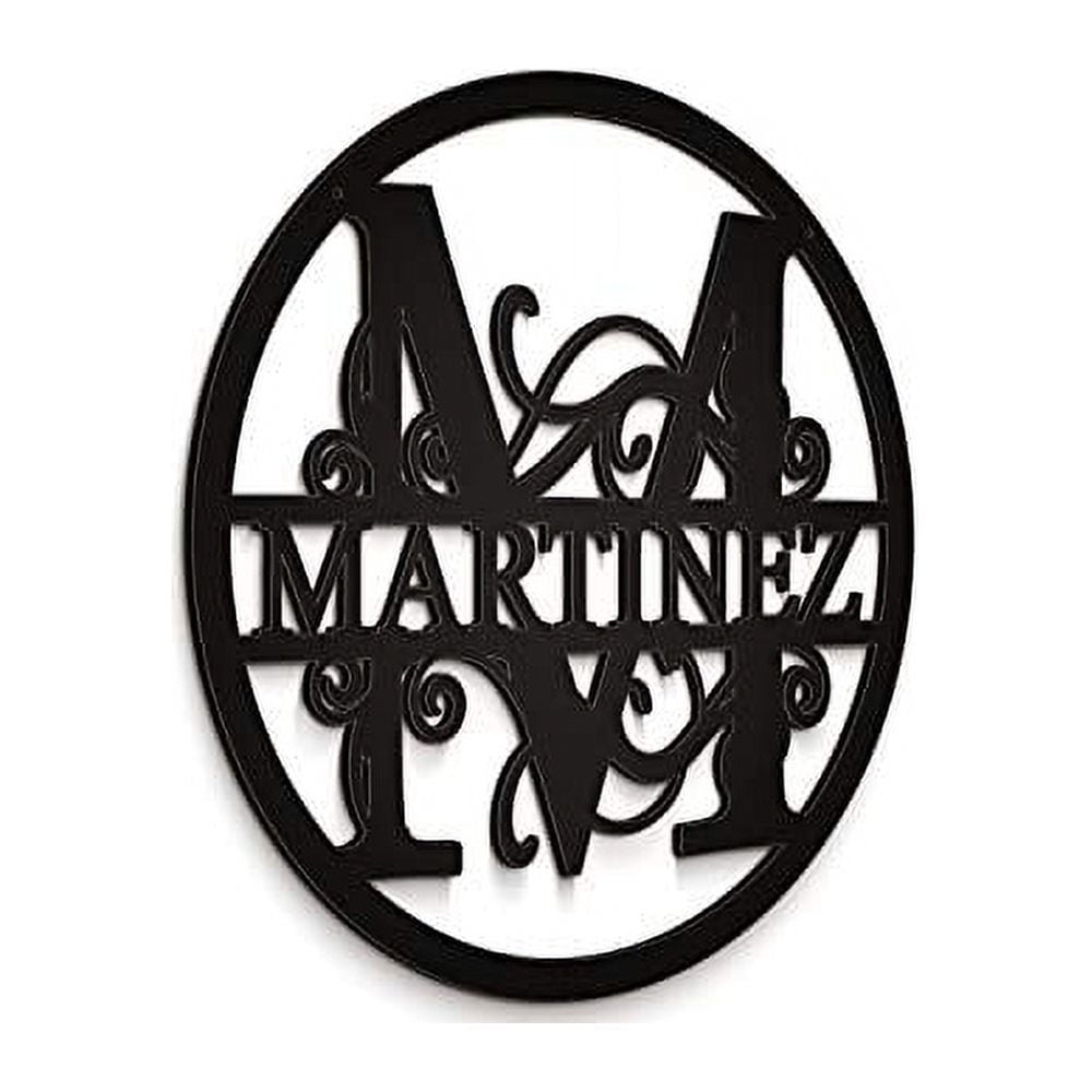 Martinez 12" Circle Black Aluminum Composite Monogrammed Sign Door Wall ...