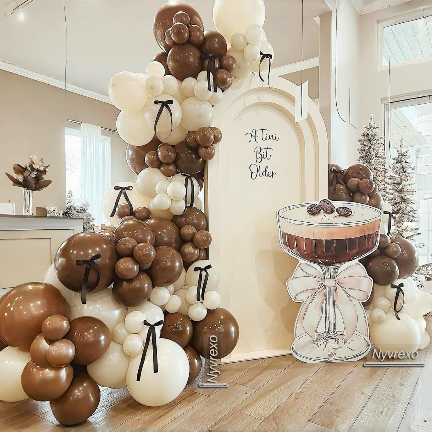 Martini Birthday Party Decorations, 136pcs Brown AFN1Ivory White ...