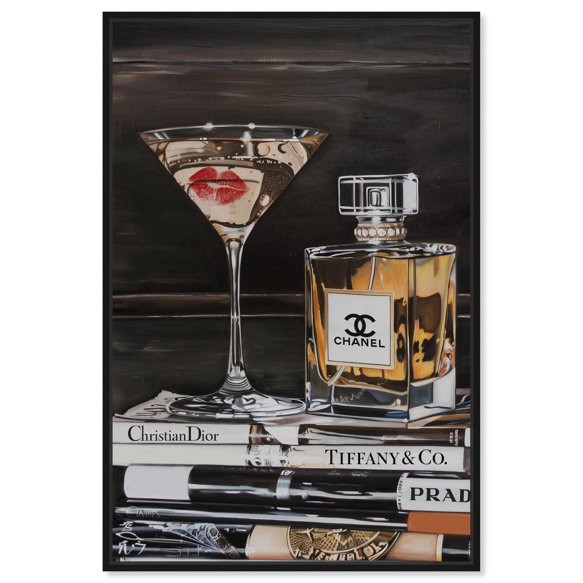 Martini Books Canvas Glam Art by Art Remedy, Black Frame, 10 x 15 ...