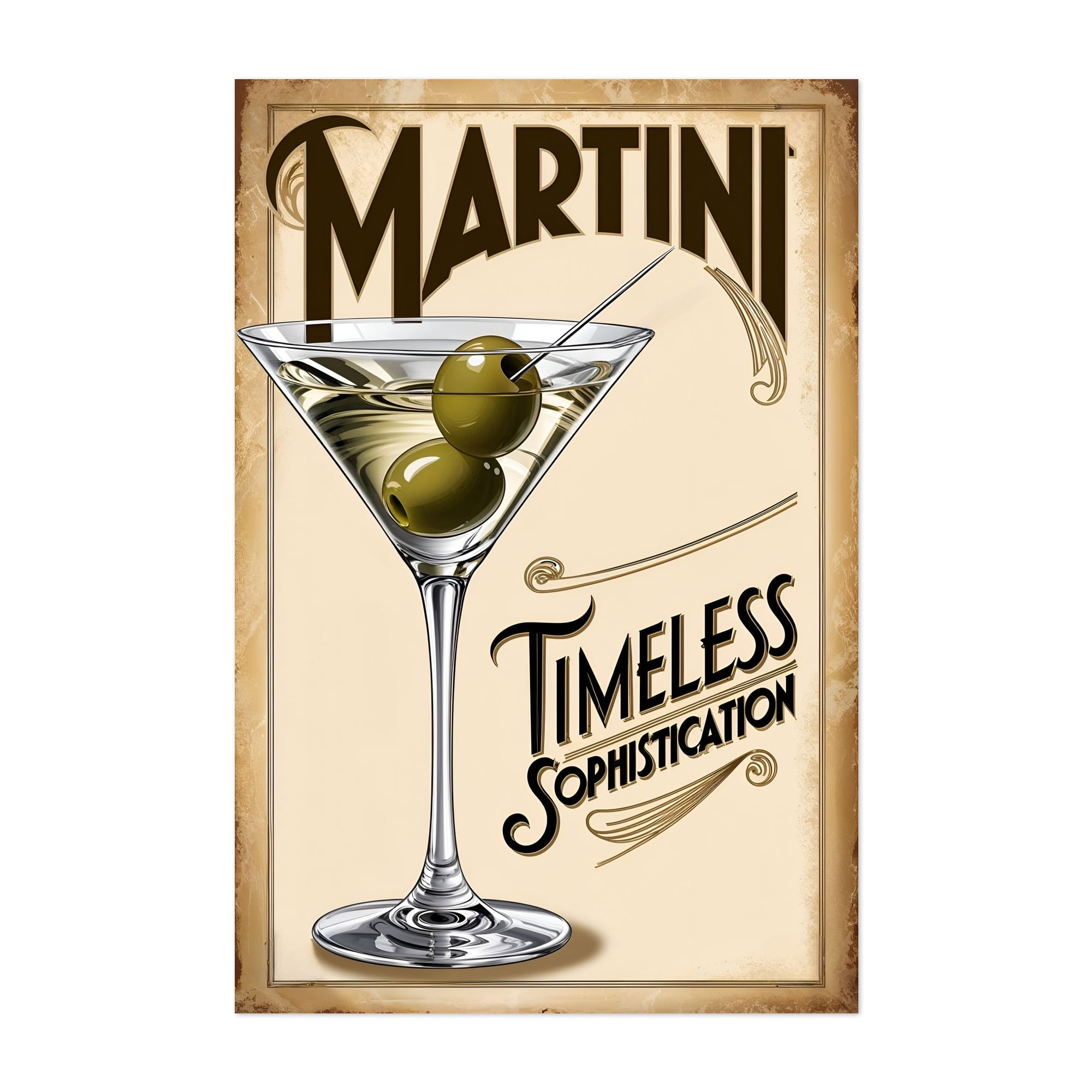 Martini Cocktail Poster: Vintage Art Deco Elegance - Illustration ...