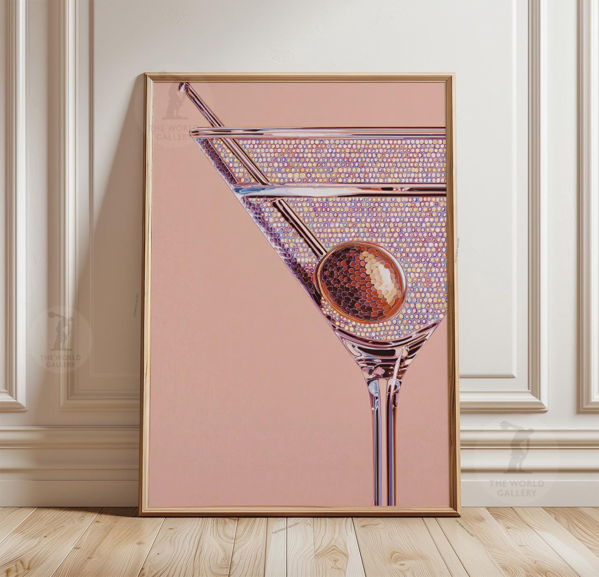Martini Cocktail Print Mid Century Modern Bar Art Retro Olive Drink ...