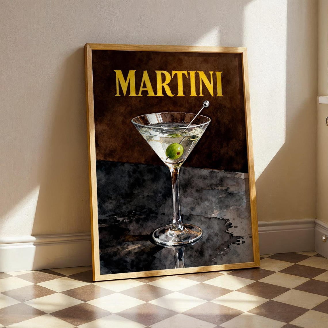 Martini Cocktail Wall Art Vintage Classic Bar Kitchen Decor, Unframed ...