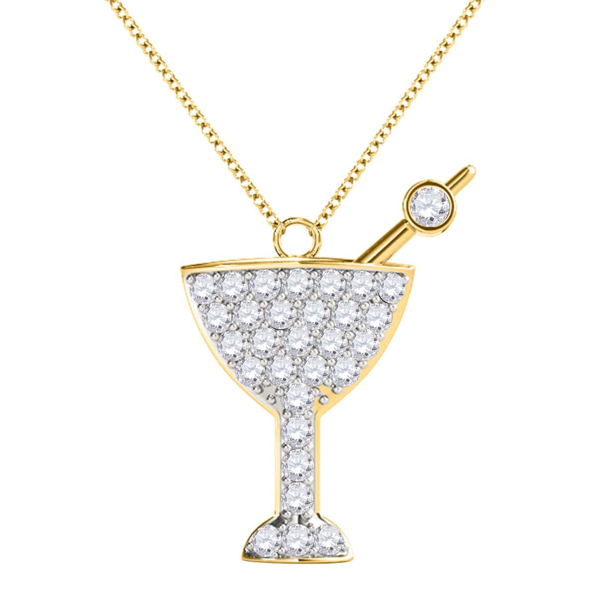 Martini Diamond Pendant Necklace For Women 0.25 Carat Natural Round ...