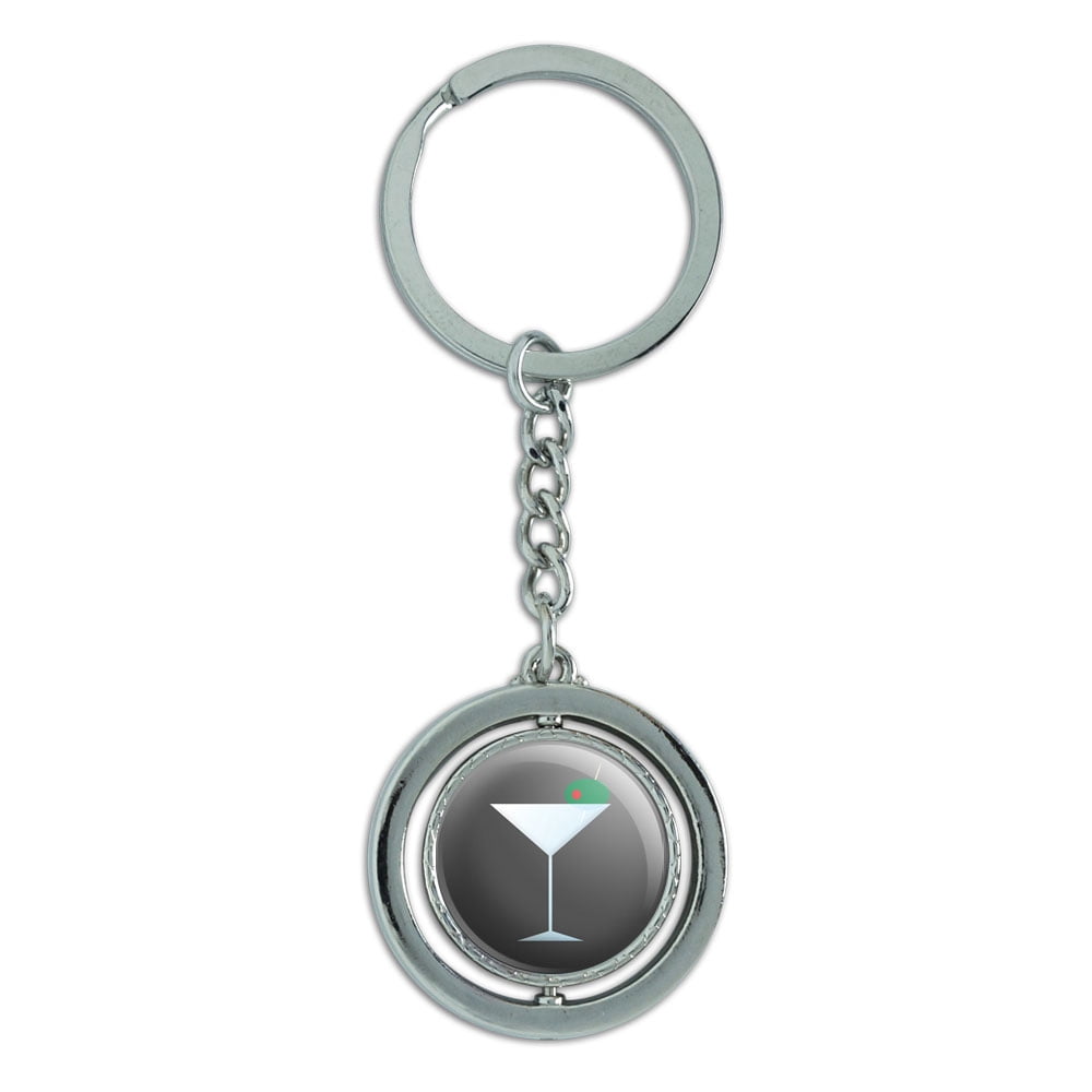 Martini Glass Olive Spinning Circle Metal Keychain - Walmart.com