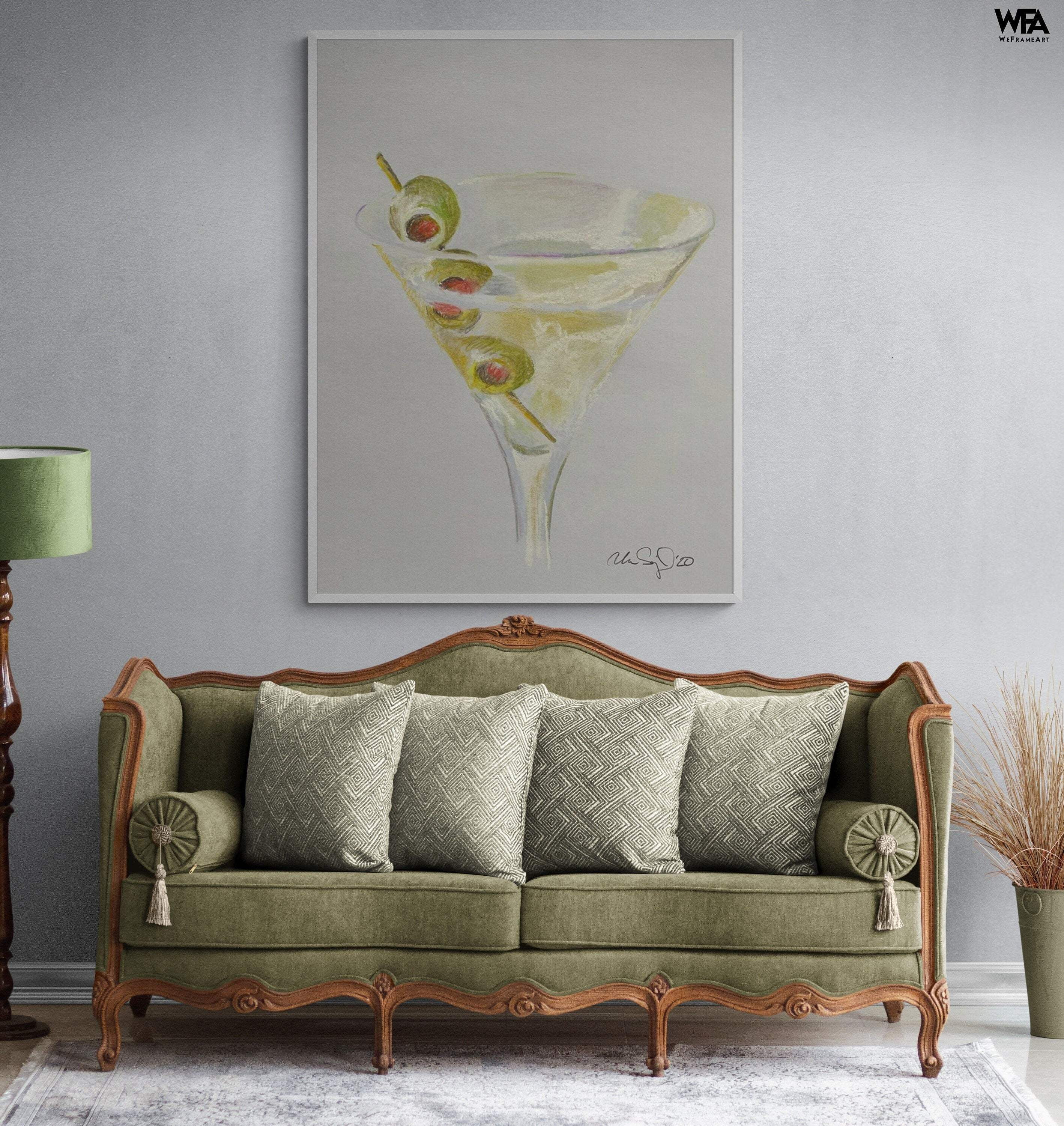 Martini Glass Print, Framed Olives Decor, Dirty Martini Poster, Martini ...