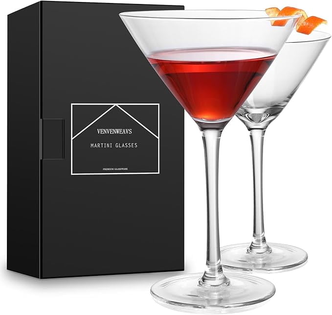 Martini Glasses Set of 2,Hand-blown 9.2OZ Crystal Cocktail Glasses for ...