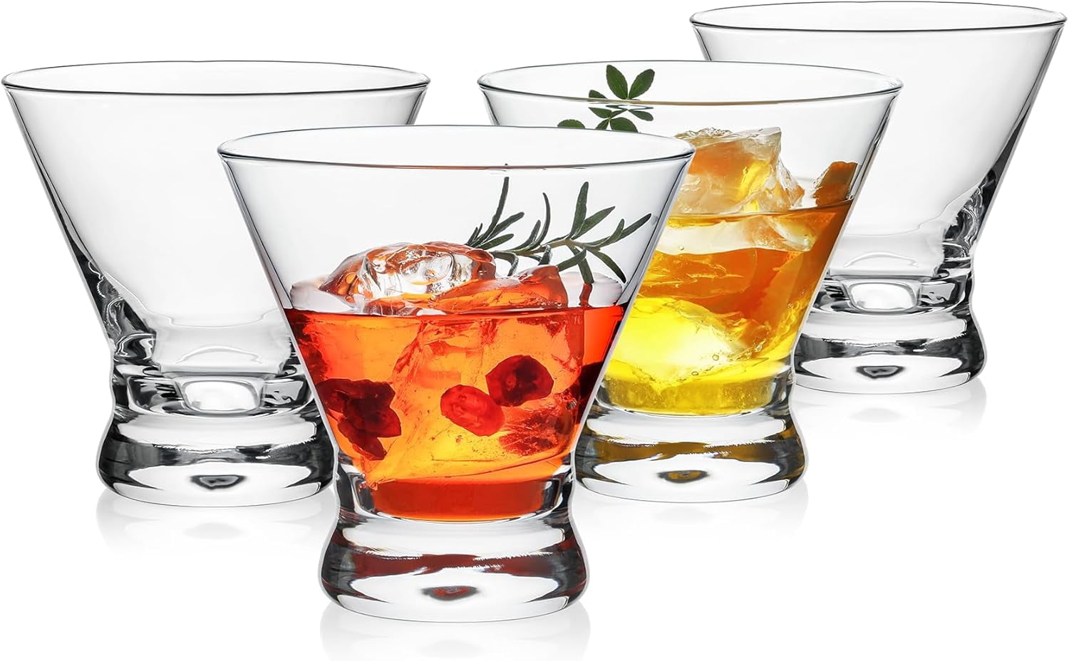 Martini Glasses Set of 4, 8oz Stemless Martini Cocktail Glasses for ...