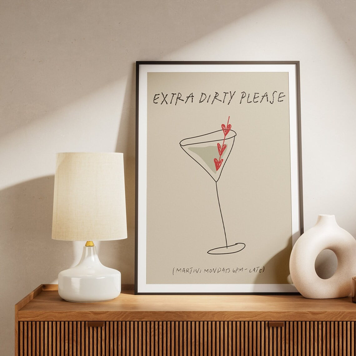 Martini Print Bar Art Poster, Minimalist Cocktail Print, Bar Cart Wall ...