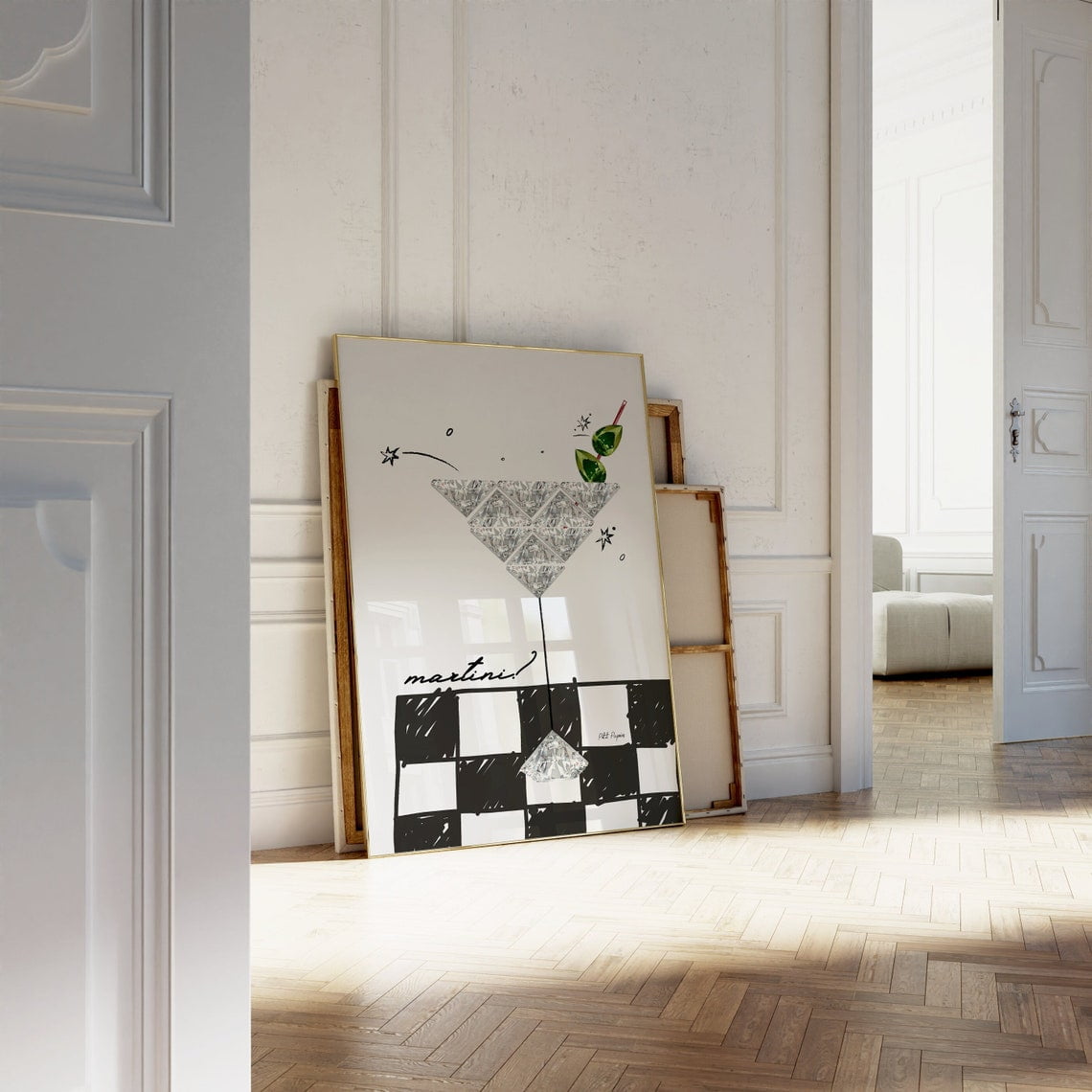 Martini Print Bar Cart Art, Martini Wall Art, Cocktail Poster, Trendy ...