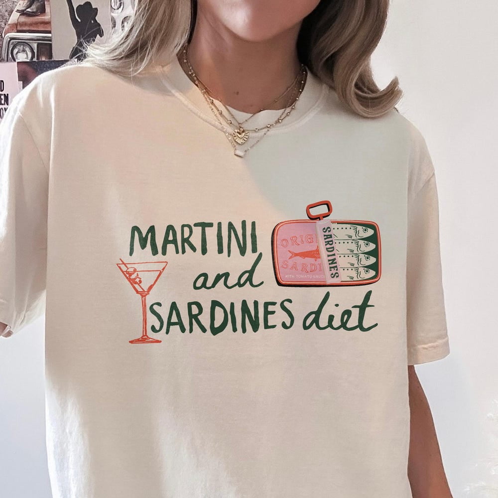Martini And Sardines Diet Shirt Fisherman Shirt Martini Shirt Les ...