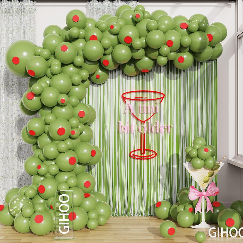 Martini Themed PartyTRDN Decorations 136pcs Martini Olive Green Balloon ...