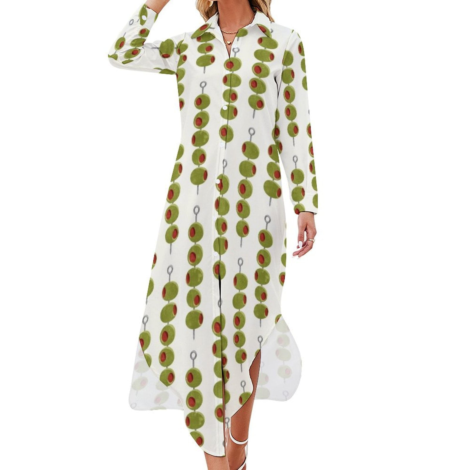 Martini cocktail olives - olives on a stick Long Sleeved Shirt Dress ...