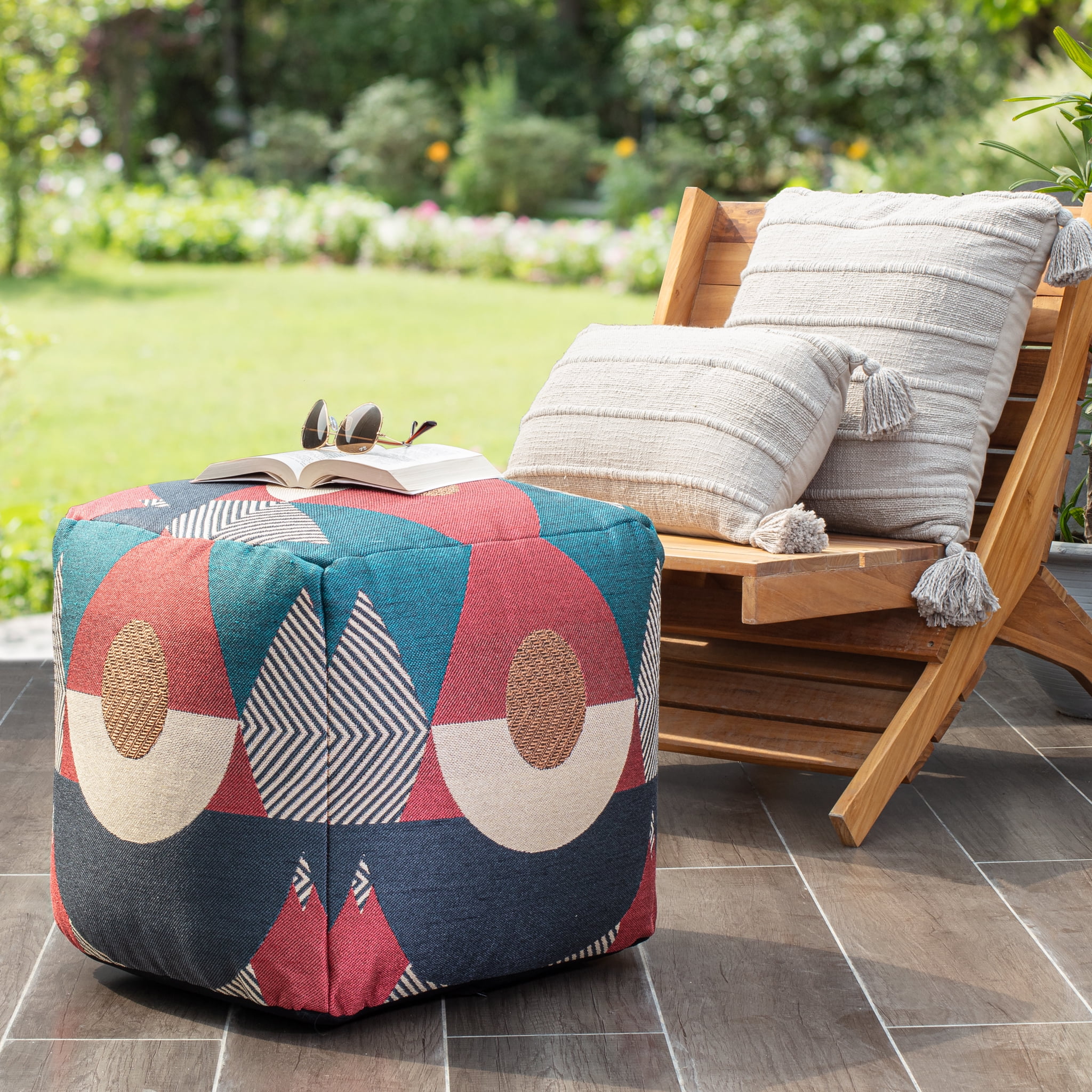 Martinique Red 18" x 18" x 18" Multicolor Pouf - Walmart.com