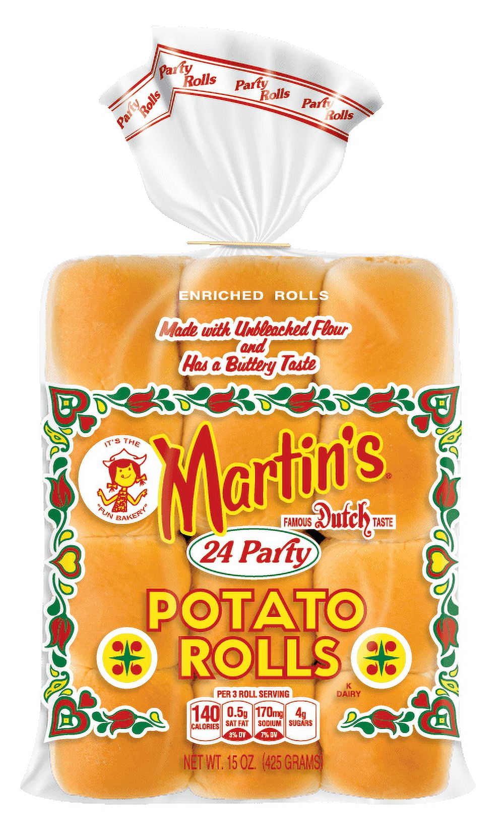 Martin's, Party Potato Rolls, No. 3 Pack, Soft Yeast Dinner Rolls ...