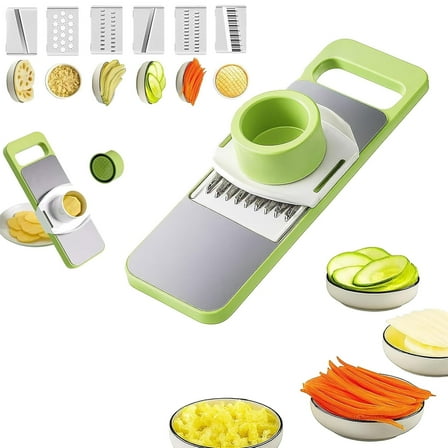 JS Gourmet Pump and Slice Mandoline Chopper, Built-In Blades for Safety ...
