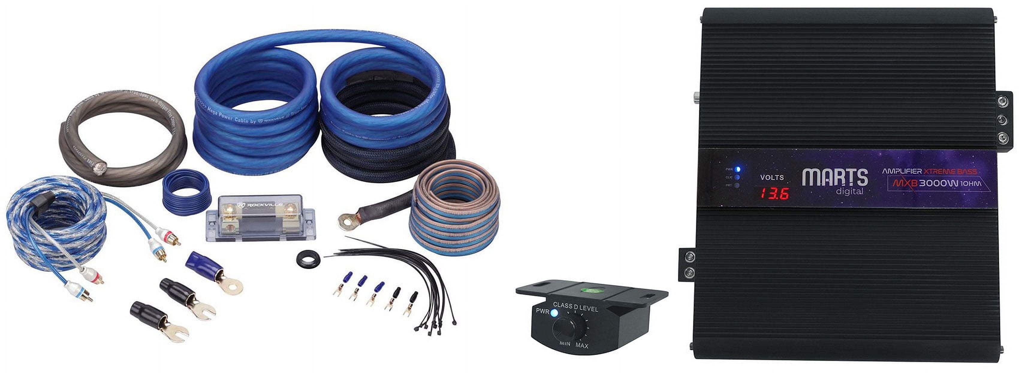 Marts Digital MXB 3000 1 OHM 3000w RMS Mono Car Amplifier+Volt Meter+Amp Kit - Walmart.com