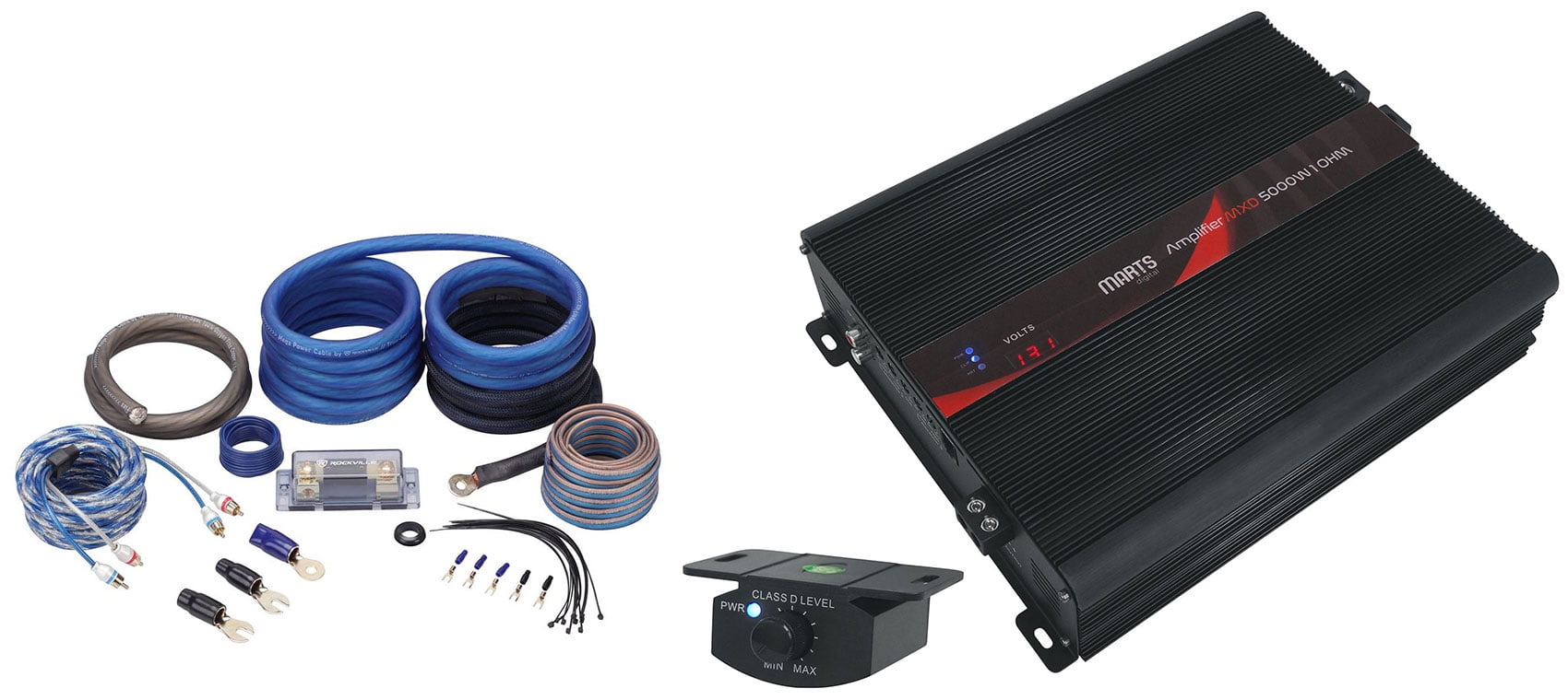 Marts Digital MXD 5000 2 OHM 5000w RMS Mono Car Amplifier+Bass Knob+OFC Amp Kit - Walmart.com