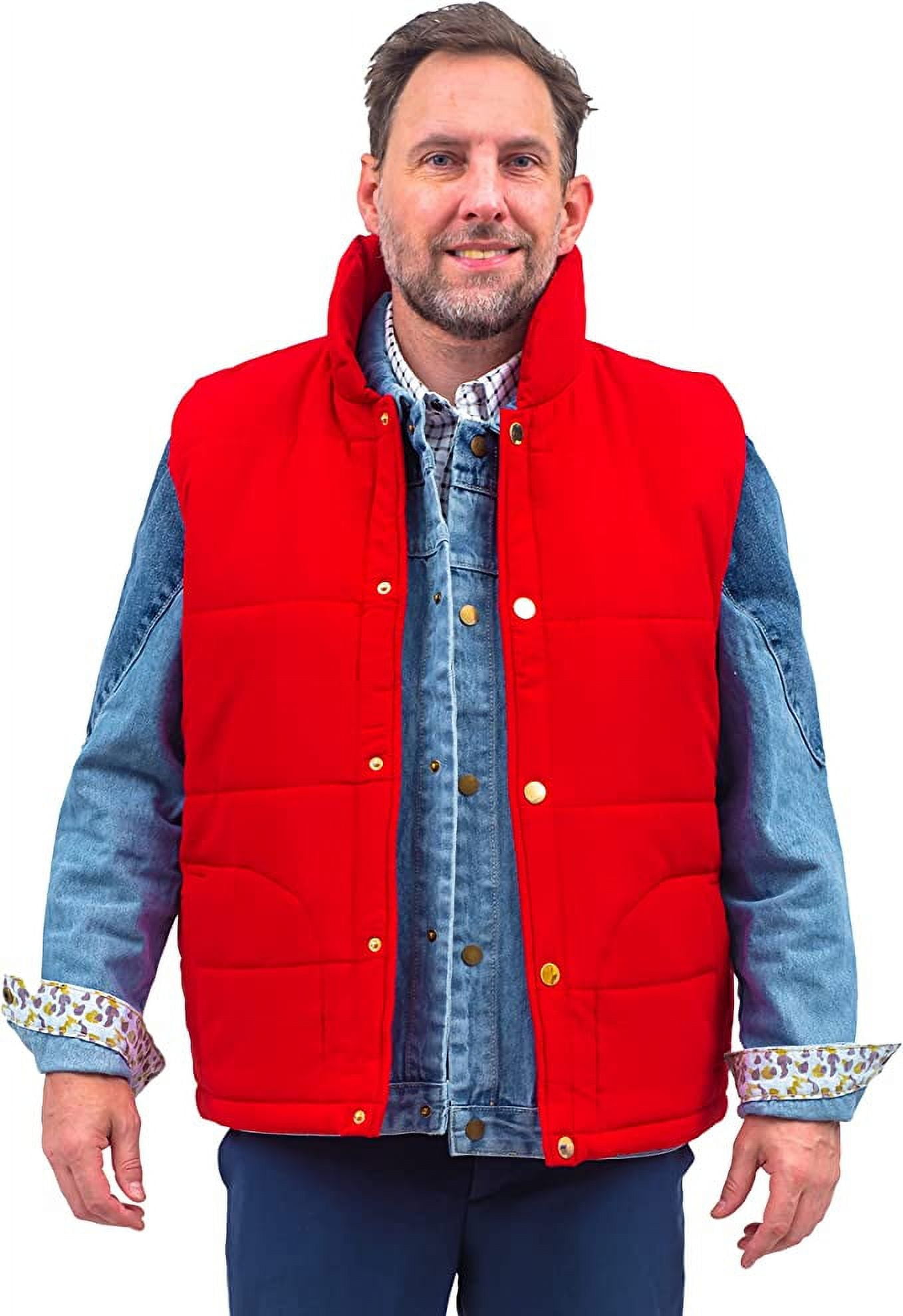 Marty McFly Denim Shirt and Red Puffy Vest Halloween Costume Cosplay ...