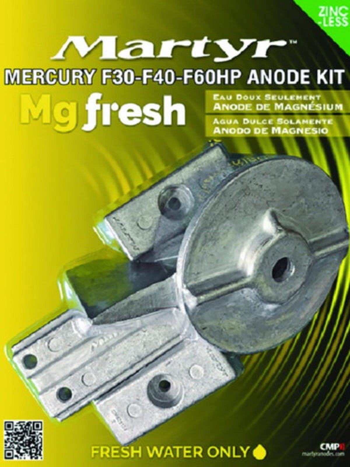 Martyr Anodes Martyr Magnesium Anode Kit for Mercury F30-F40-F60HP ...
