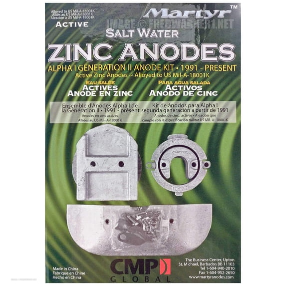 Martyr Anodes Mercruiser Alpha I Generation II Anode Kit - Zinc ...