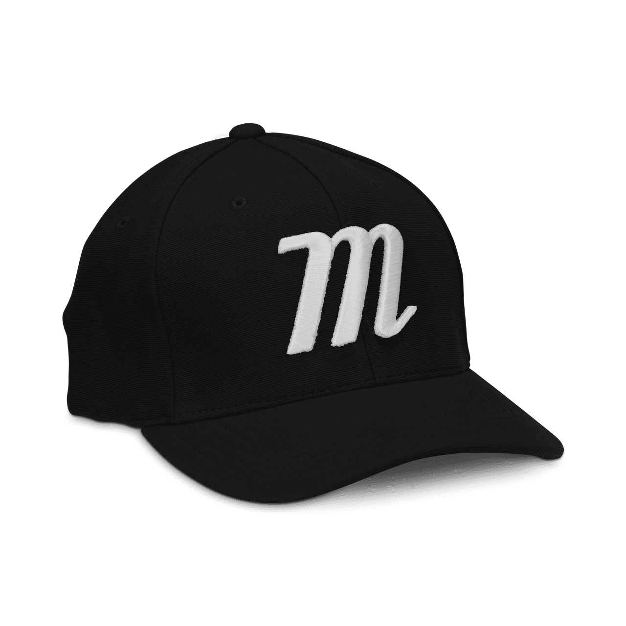 Marucci "M" Stretch Baseball Hat Cap Solid Q3 Wick Technology (Black, L ...