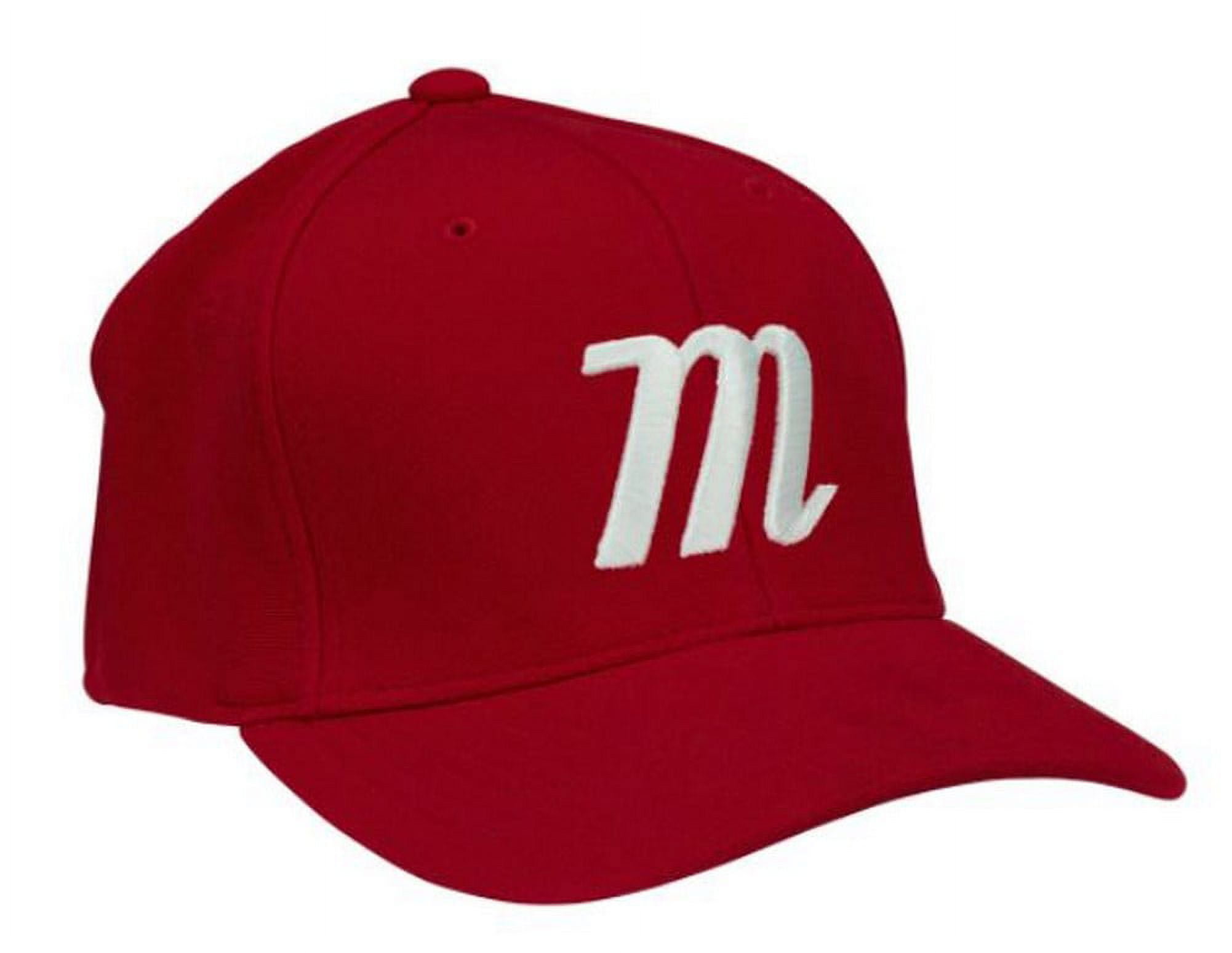 Marucci "M" Stretch Baseball Hat Cap Solid Q3 Wick Technology (Red, L ...