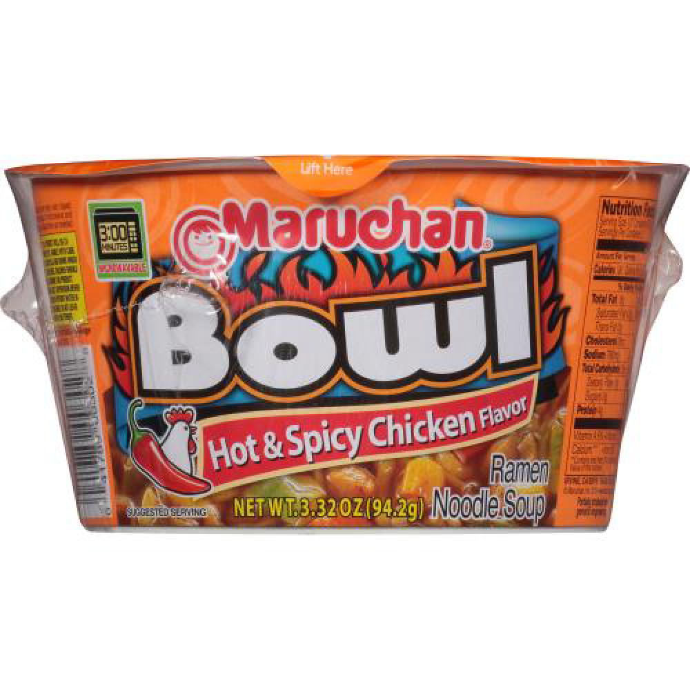 Maruchan Bowl Hot & Spicy Chicken 3.32 oz (Pack of 12) - Walmart.com