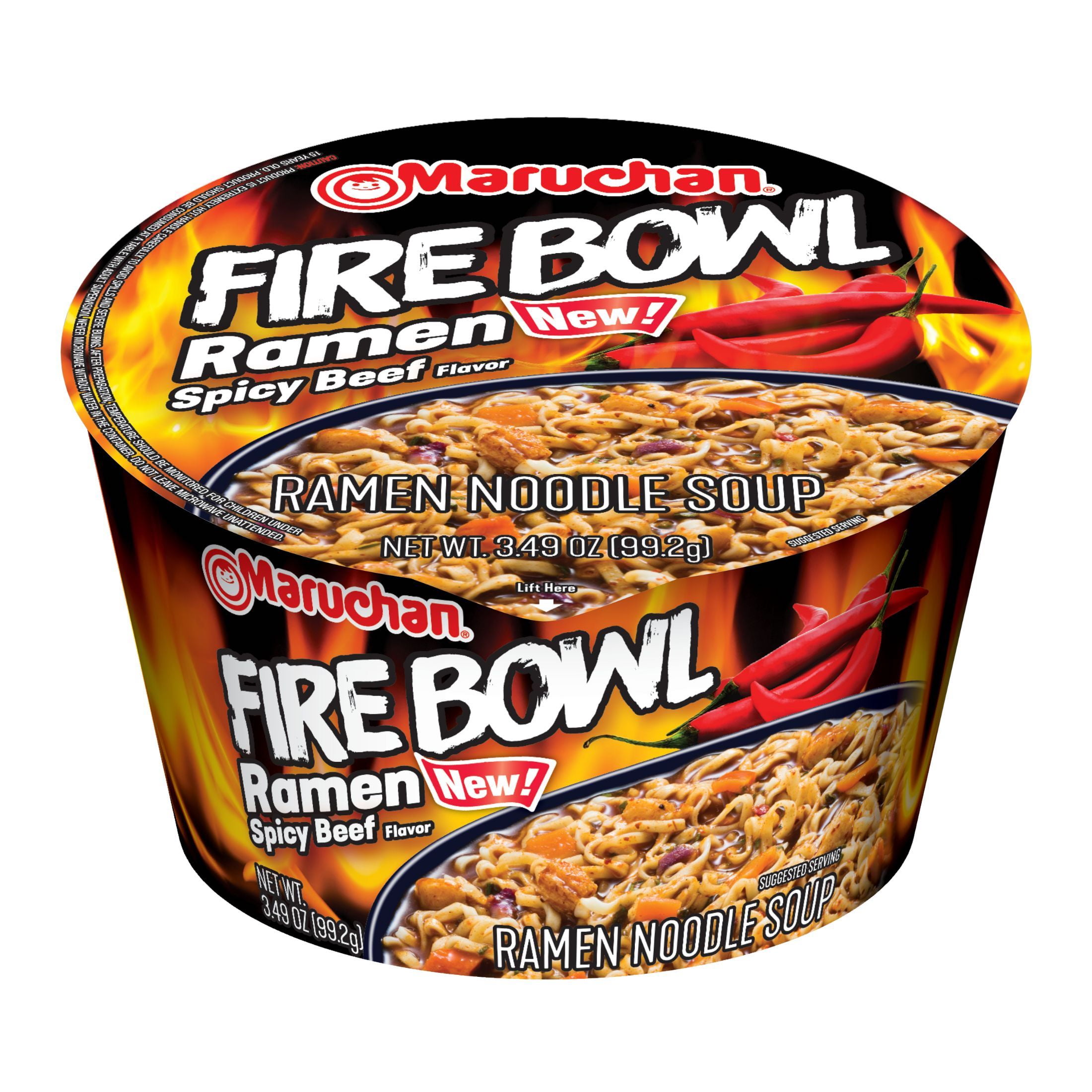 Maruchan Bowl FIRE Spicy Beef Flavor Ramen Noodles, 3.49 oz Shelf ...