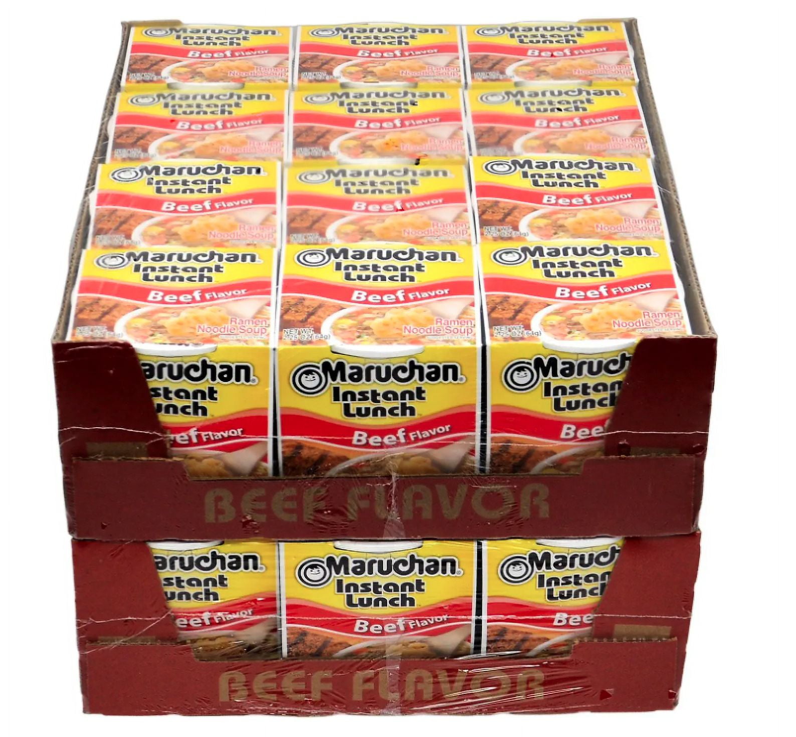 Maruchan Instant Lunch Beef Flavored Ramen, Packaged Soup, 24 Cups Per ...
