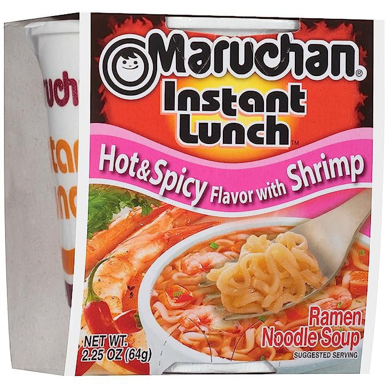 Maruchan Instant Cup Ramen, Hot & Spicy Shrimp Flavor Noodle Soup, 2.25 ...