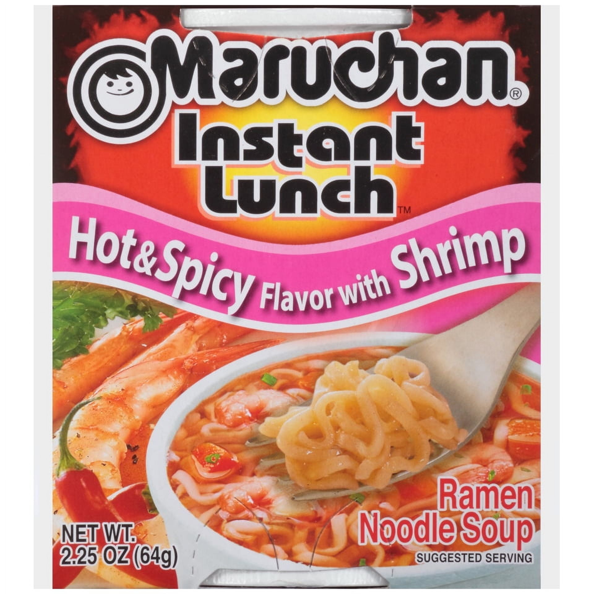 Maruchan Hot and Spicy Shrimp Instant Ramen Noodles, 2.25 oz cup, 6 ...