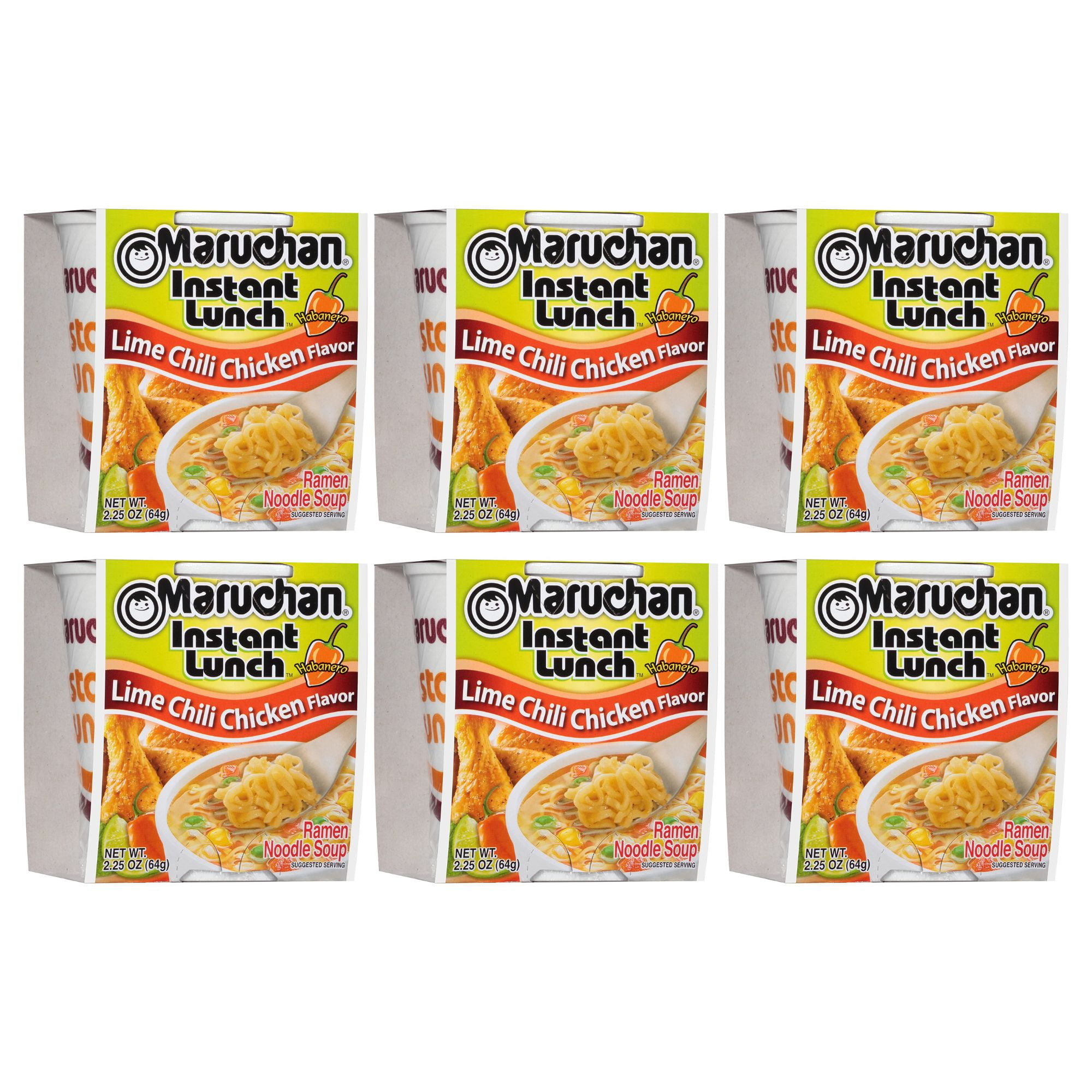 Maruchan Lime Chili Chicken Ramen Noodles, Instant Cup 2.25 oz, 6 Pack ...