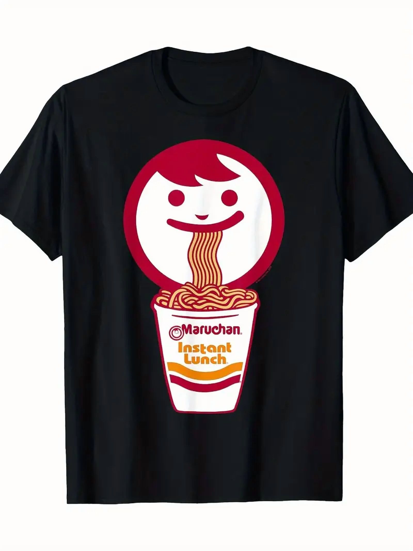 Maruchan Men'S Ramen Pattern T-Shirt - Black Cotton Casual T-Shirt with ...