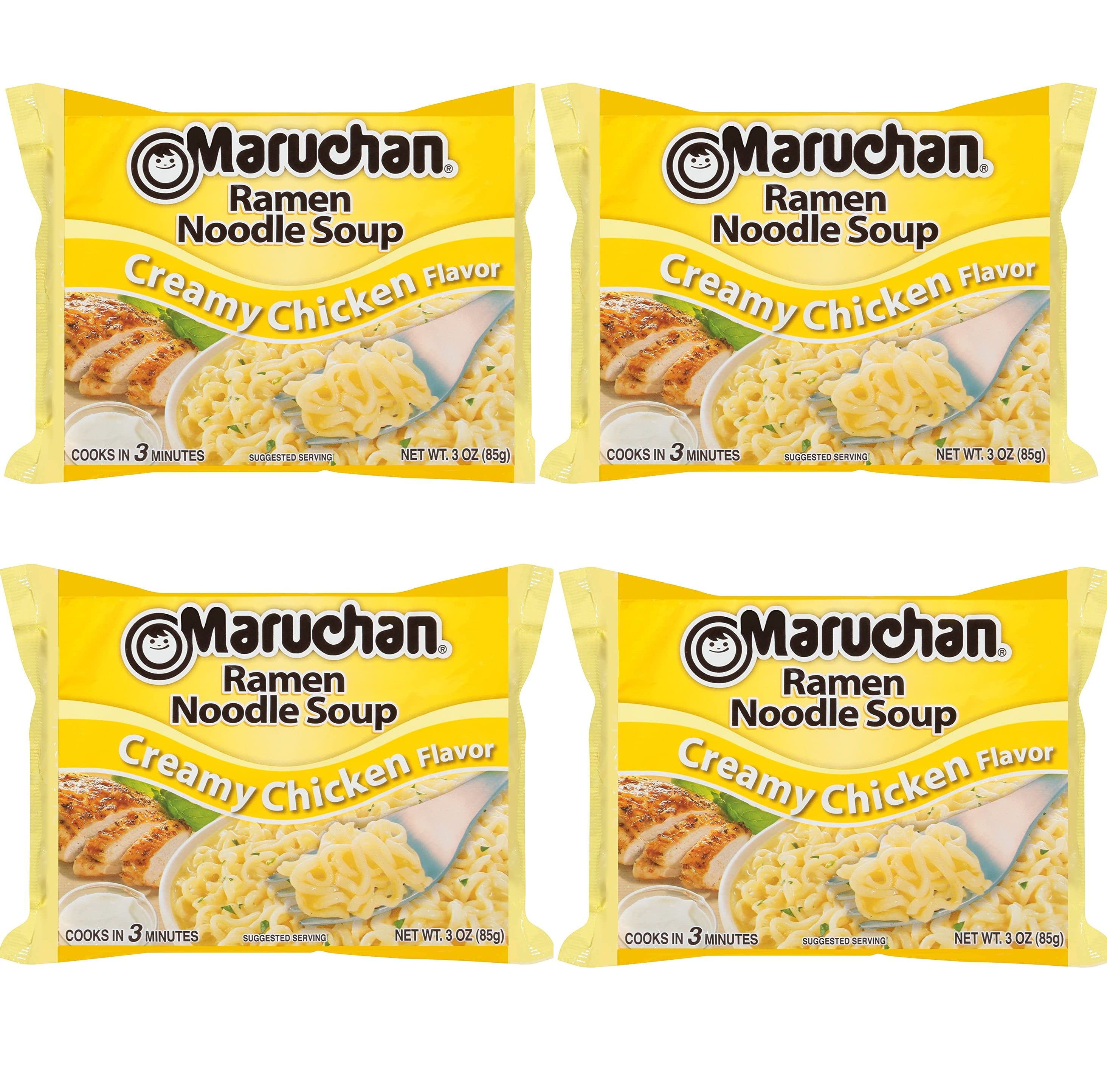 Maruchan Instant Noodles Soup, Creamy Chicken Flavor, Cooks in 3 ...