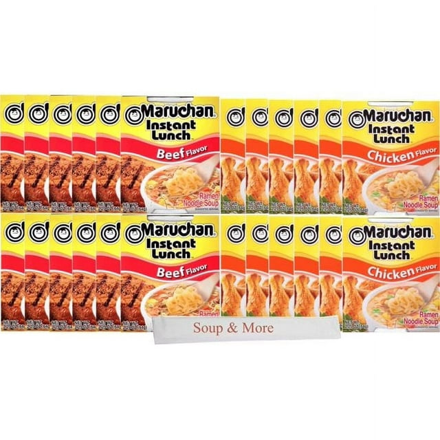 Maruchan Ramen Cup Noodles Instant 24 Pack - 12 Beef & 12 Chicken Soup ...