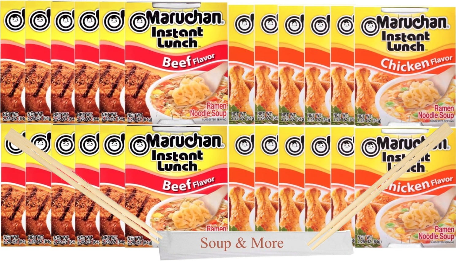 Maruchan Ramen Cup Noodles Instant 24 Count - 12 Beef cups & 12 Chicken cups Lunch / Dinner ...