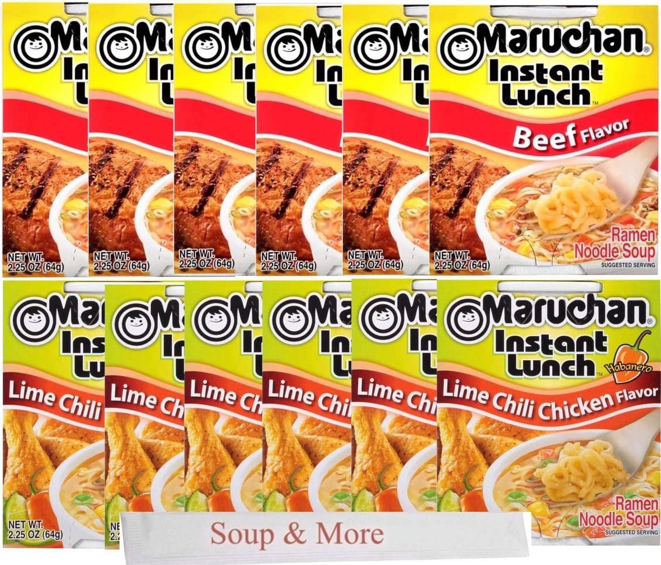 Maruchan Ramen Instant Cup Noodles 12 Count - 6 Beef Flavor & 6 Lime ...