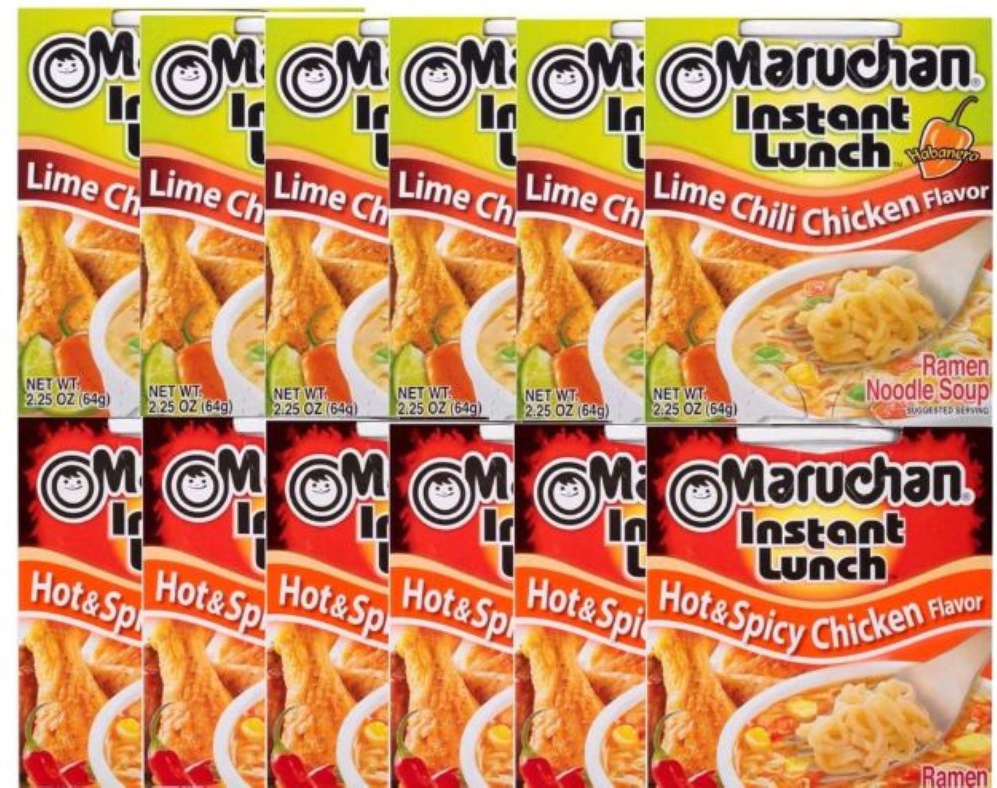 Maruchan Ramen Instant Cup Noodles 12 Count - 6 Lime Chili Chicken ...