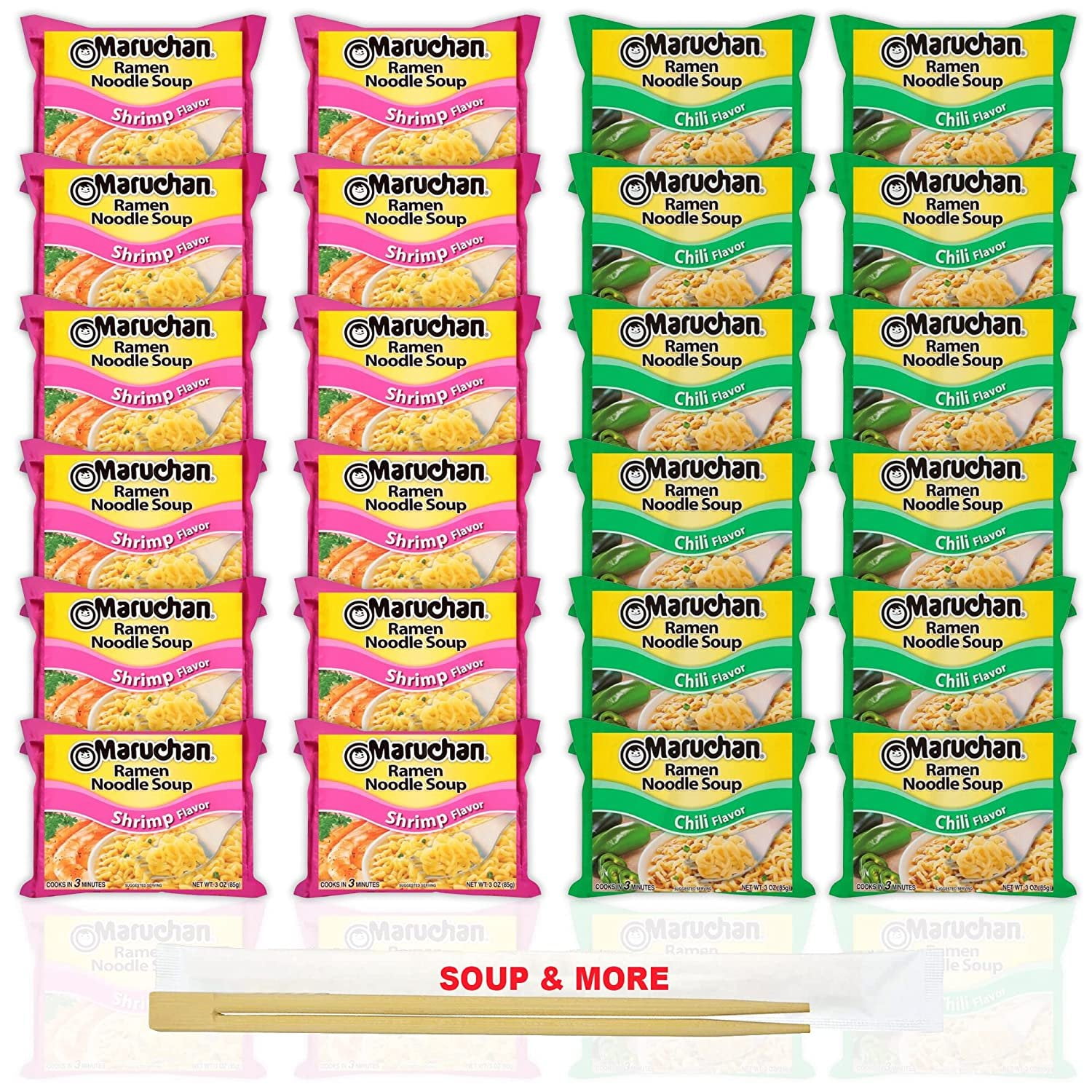Maruchan Ramen Instant Noodle Soup Variety, 2 Flavors - 12 Packs Chili ...