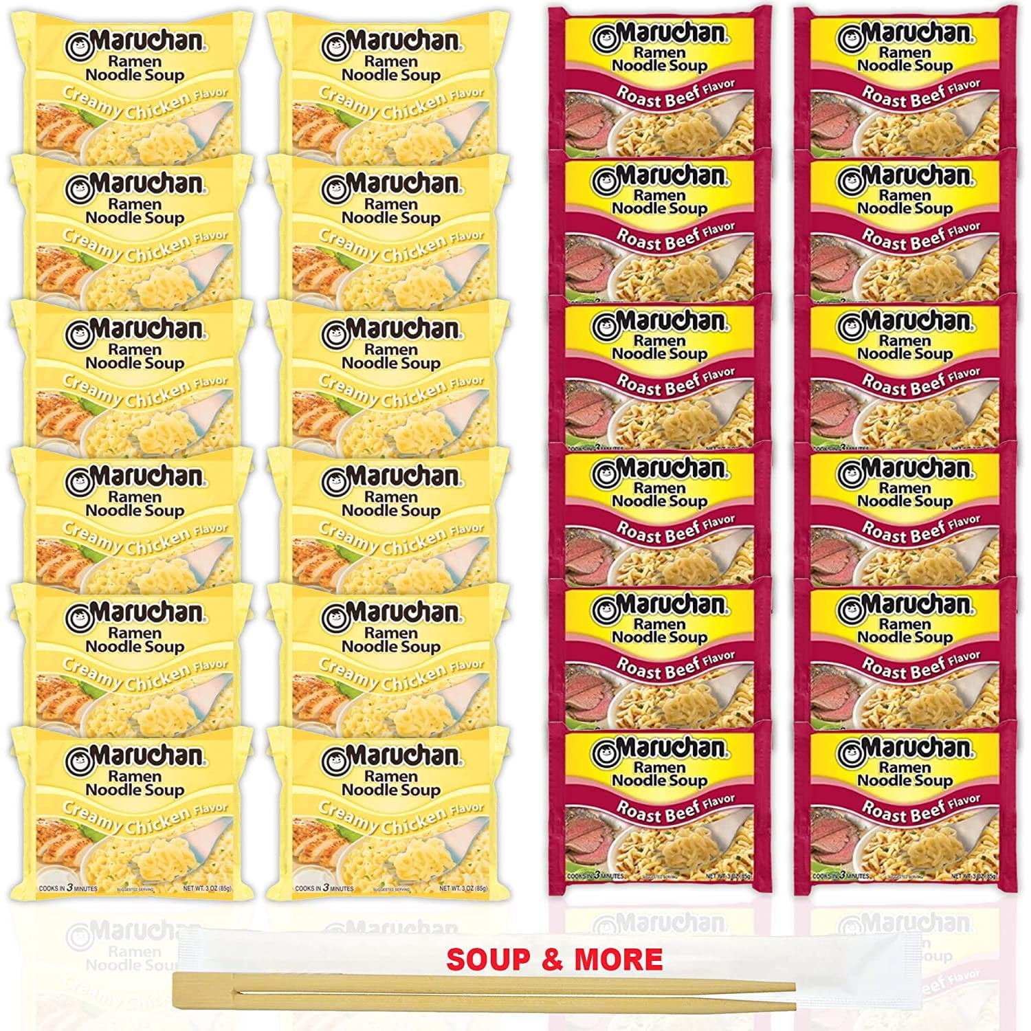 Maruchan Ramen Instant Noodle Soup Variety, 2 Flavors - 12 Packs Creamy ...