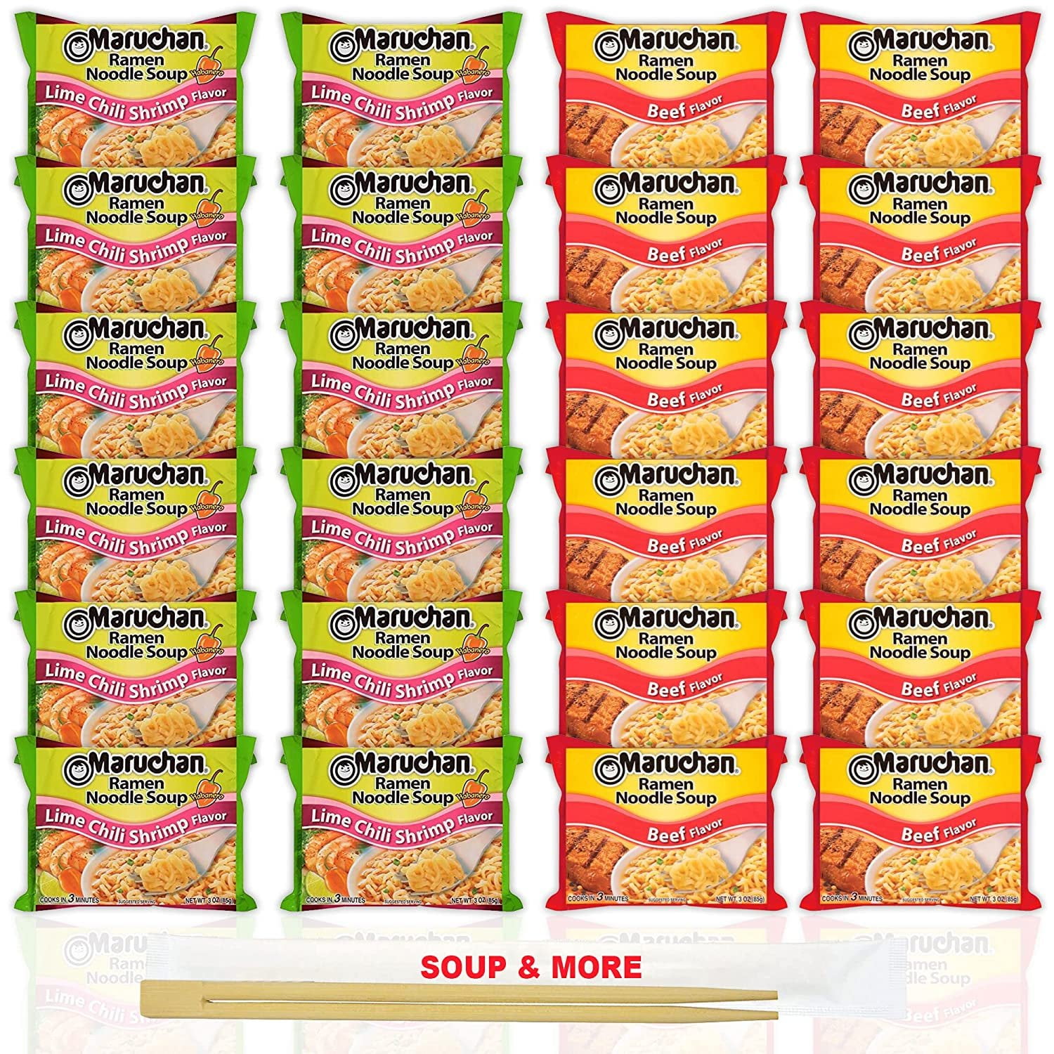 Maruchan Ramen Instant Noodle Soup Variety, 2 Flavors - 12 Packs Lime ...